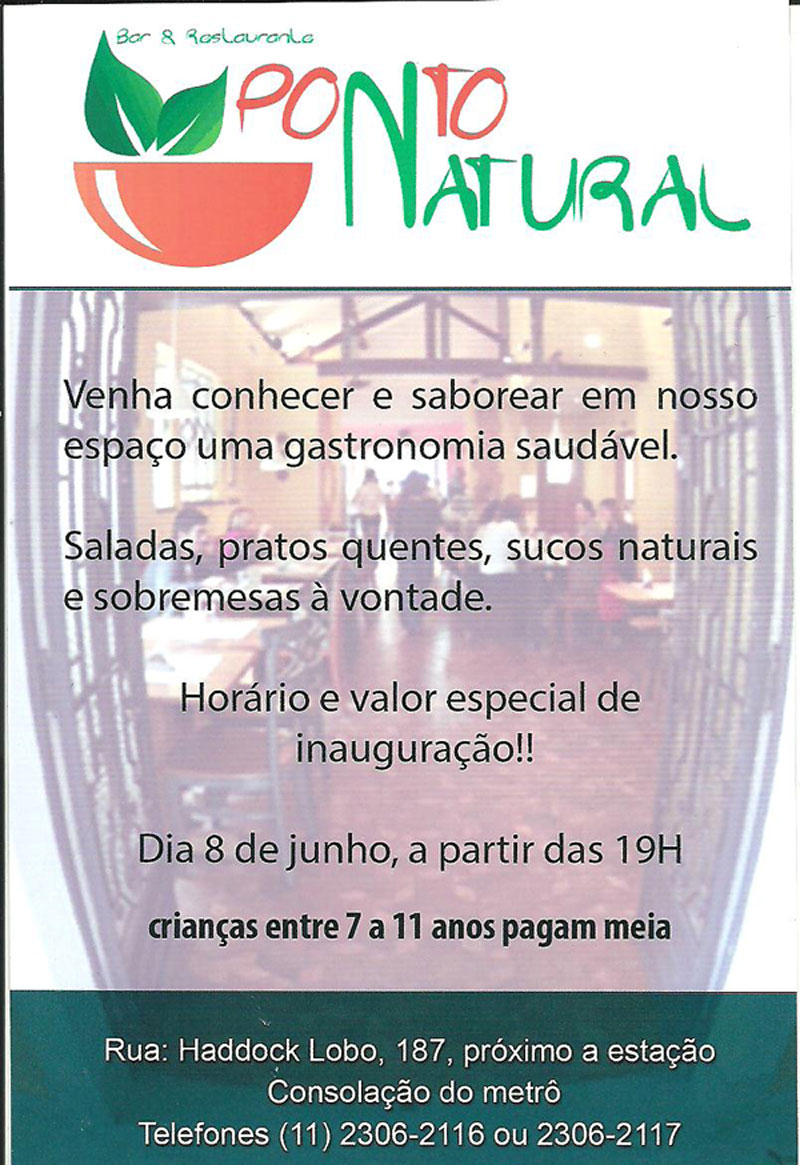 Ponto Natural uma opção saudável na gastronomia paulistana! - Notícias ...